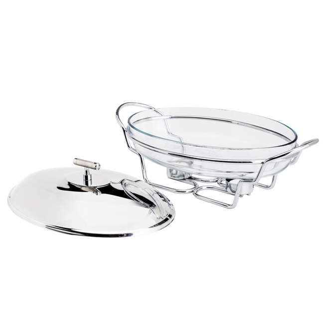 Rechaud Vidro c/Tampa Aço Inox Satin oval 3l - Rechaud Vidro c/Tampa ...