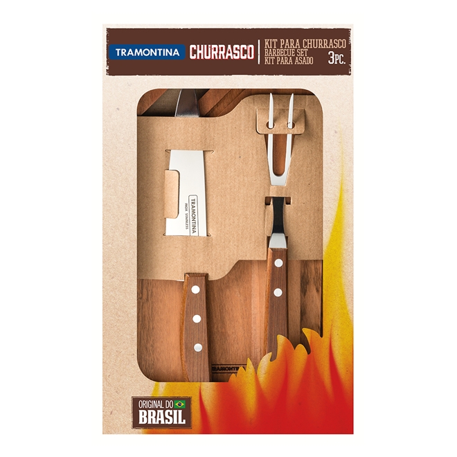 Kit para Churrasco Tramontina com Lâminas em Aço Inox e Cabo de Madeira ...