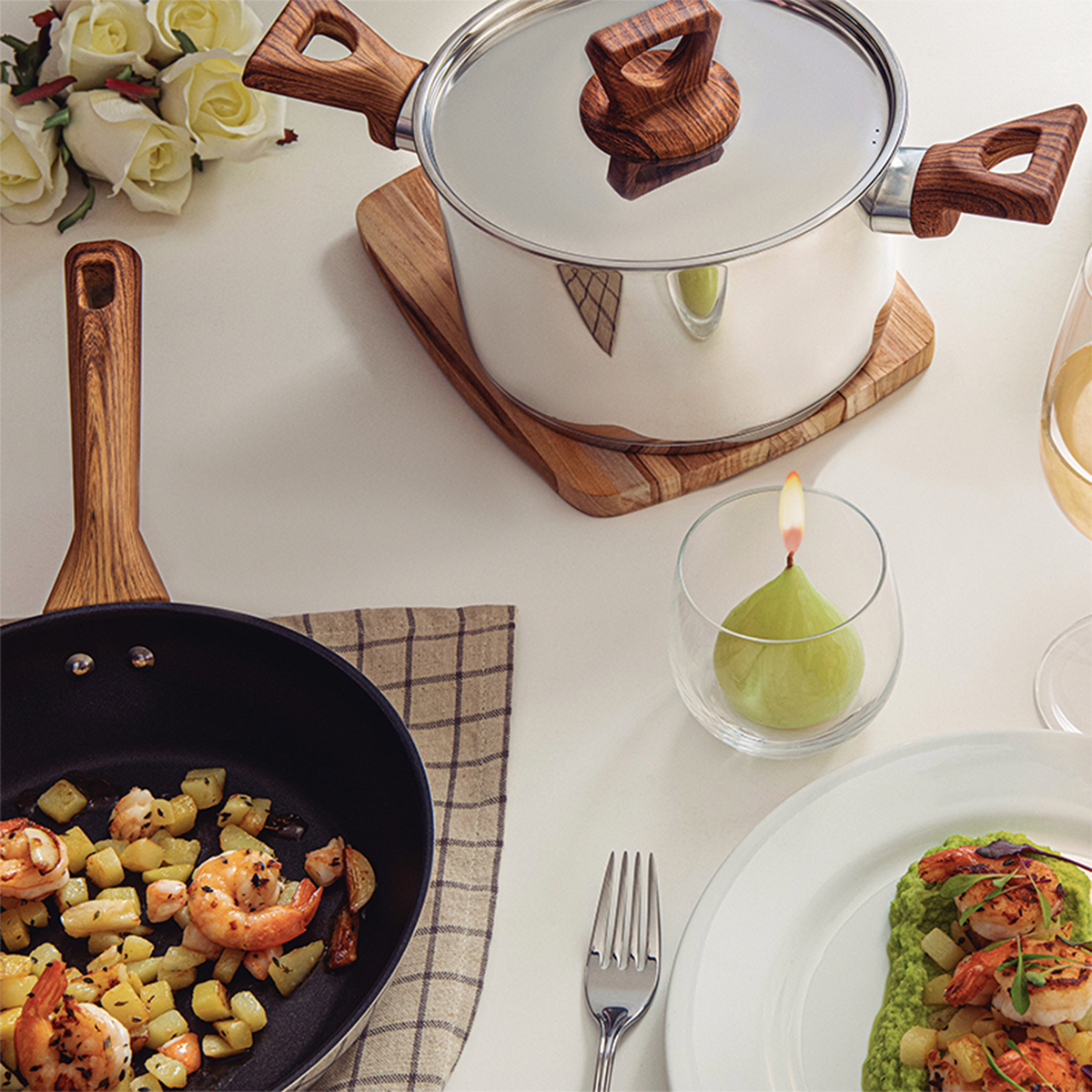 Jogo de Panelas Tramontina Brava Antiaderente em Aço Inox com Fundo ...